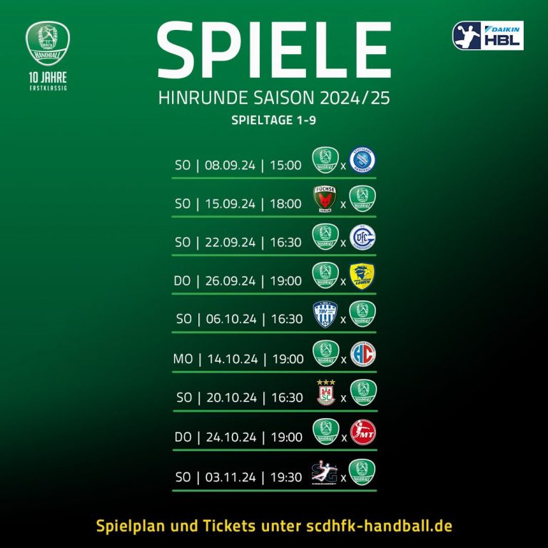 DAIKIN Handball-Bundesliga: HBL GmbH veröffentlicht Spielplan der Saison 2024/25 - SC DHFK Handball
