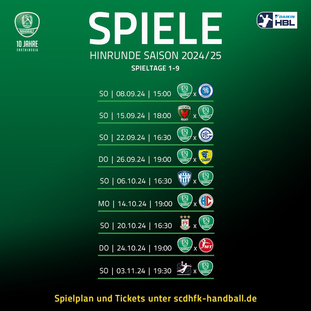 DAIKIN Handball-Bundesliga: HBL GmbH veröffentlicht Spielplan der Saison 2024/25 - SC DHFK Handball